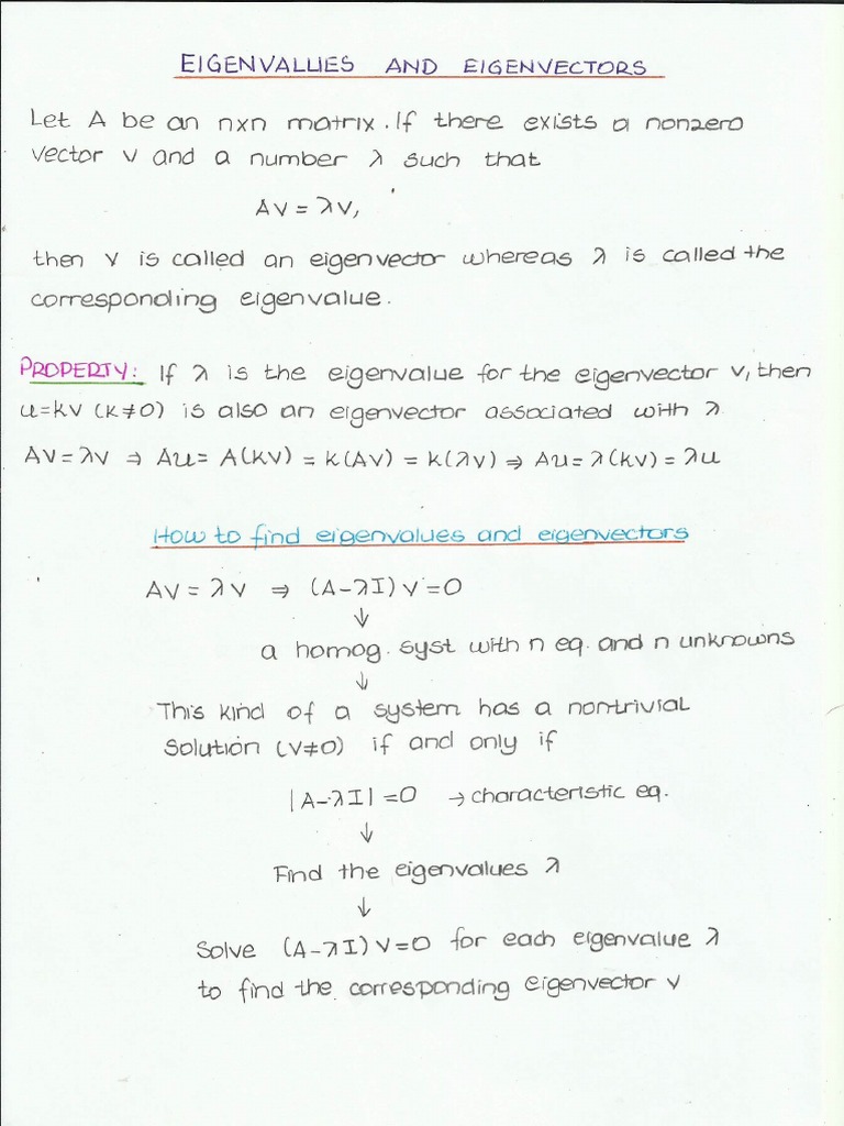 Lecture Notes Of Eigenvalues And Eigenvectors Pdf