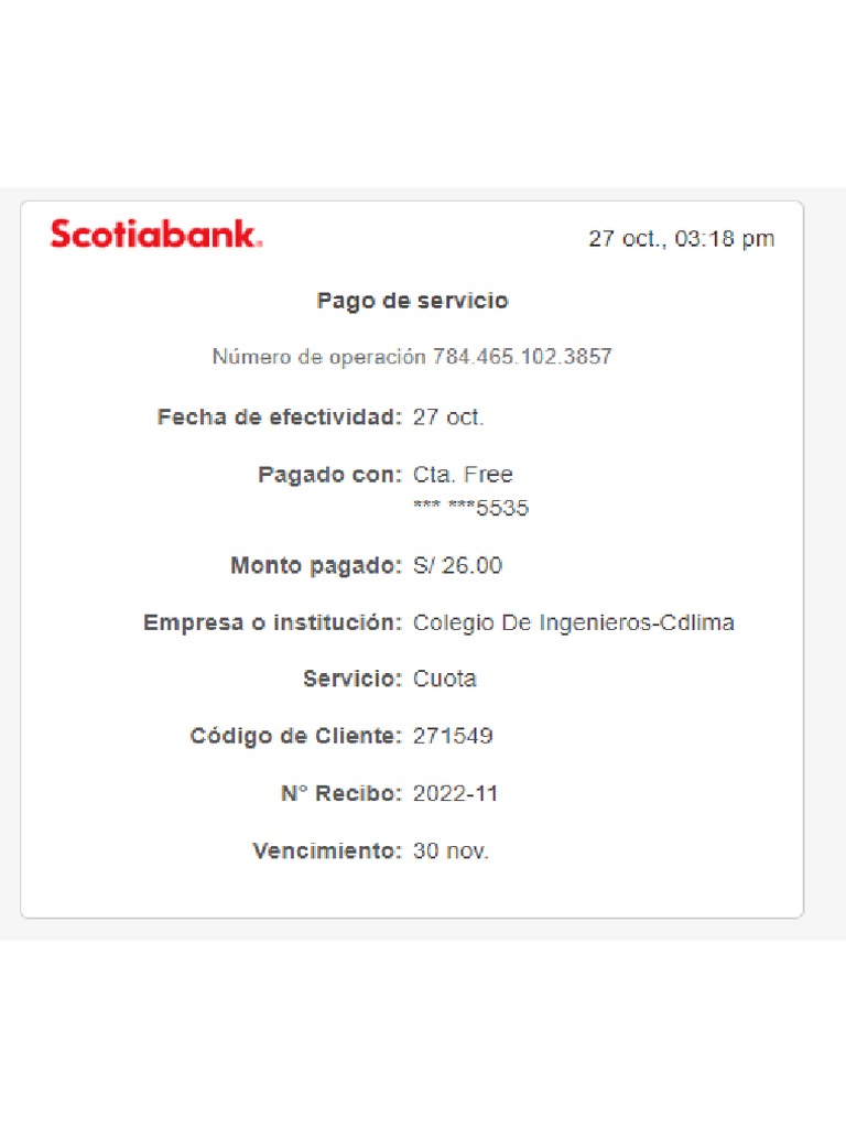 Pago Mensualidad Noviembre - Cip | PDF