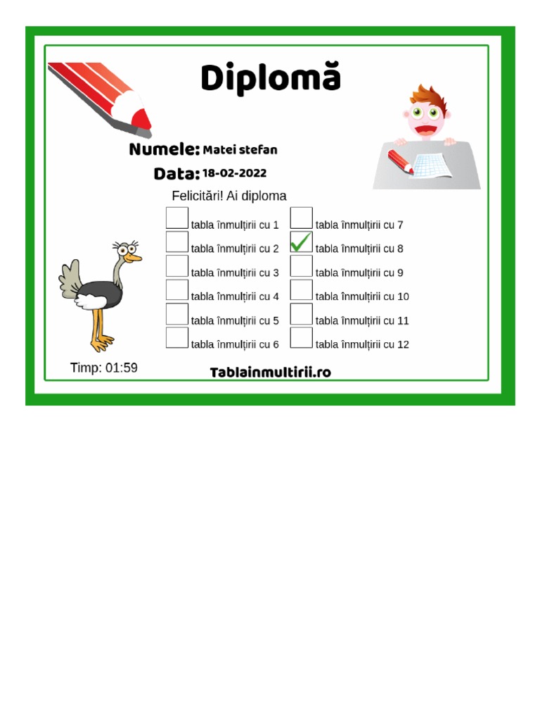 Tabla Înmulțirii de La 1 La 10 - Tablainmultirii | PDF