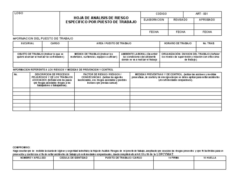 Hoja de Análisis de Riesgo Laboral | PDF | La seguridad