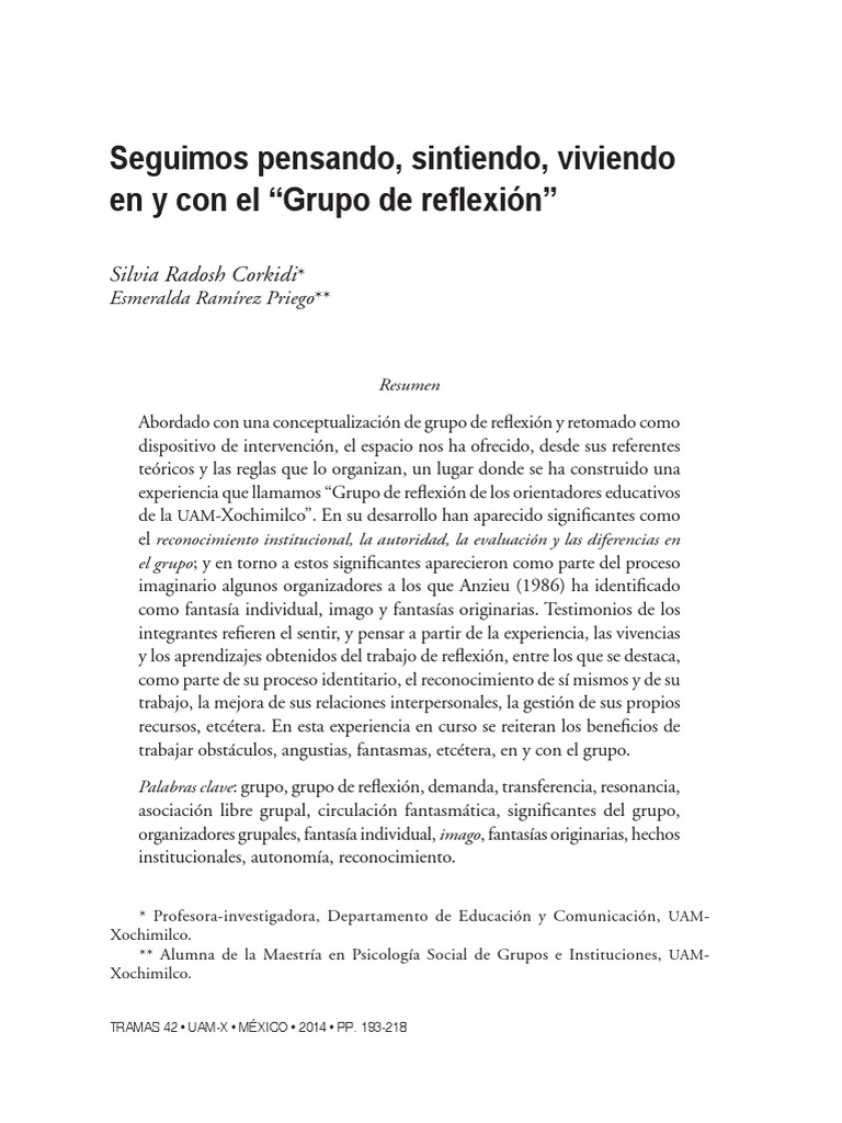 Radosh SeguimosPensando, Sintiendo, ViendoEnYConElGrupoDeReflexión ...