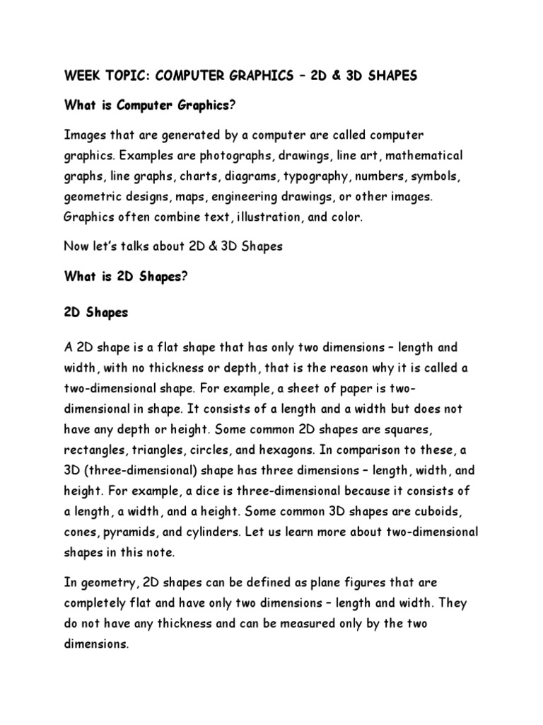 Computer Graphics-2D and 3D Shapes | PDF | Shape | Length