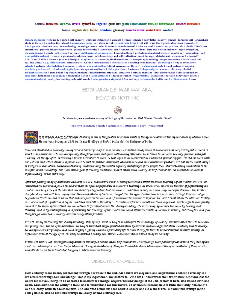 SIDDHARAMESHWAR MAHARAJ - Beyond Nothing | PDF | Ātman (Hinduism ...