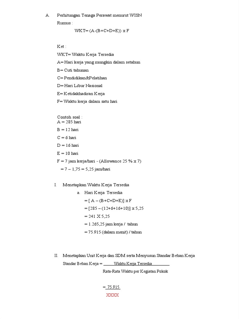 Perhitungan Tenaga Perawat WISN | PDF