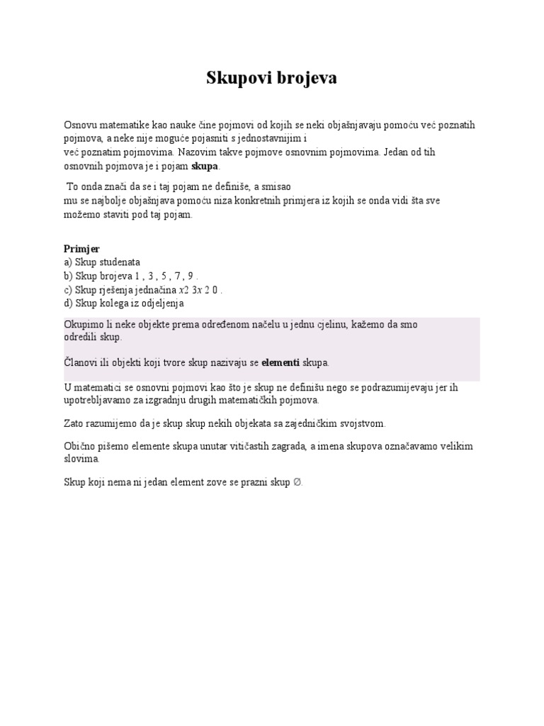 Skupovi Brojeva | PDF
