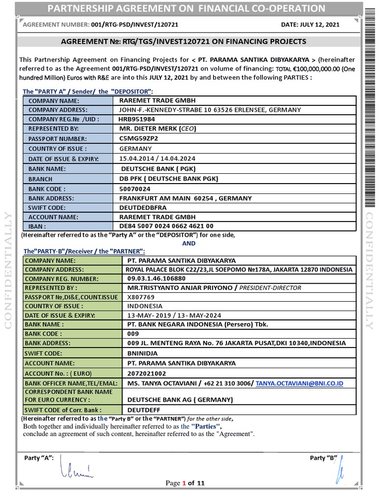Partnership Agreement on Financing Projects | PDF | Arbitration | Justice