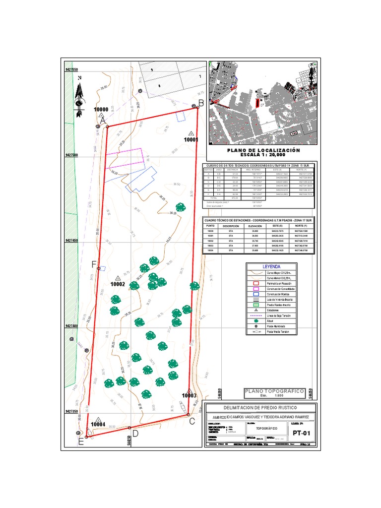 PT-01 Plano Topográfico Del Predio Rustico | PDF