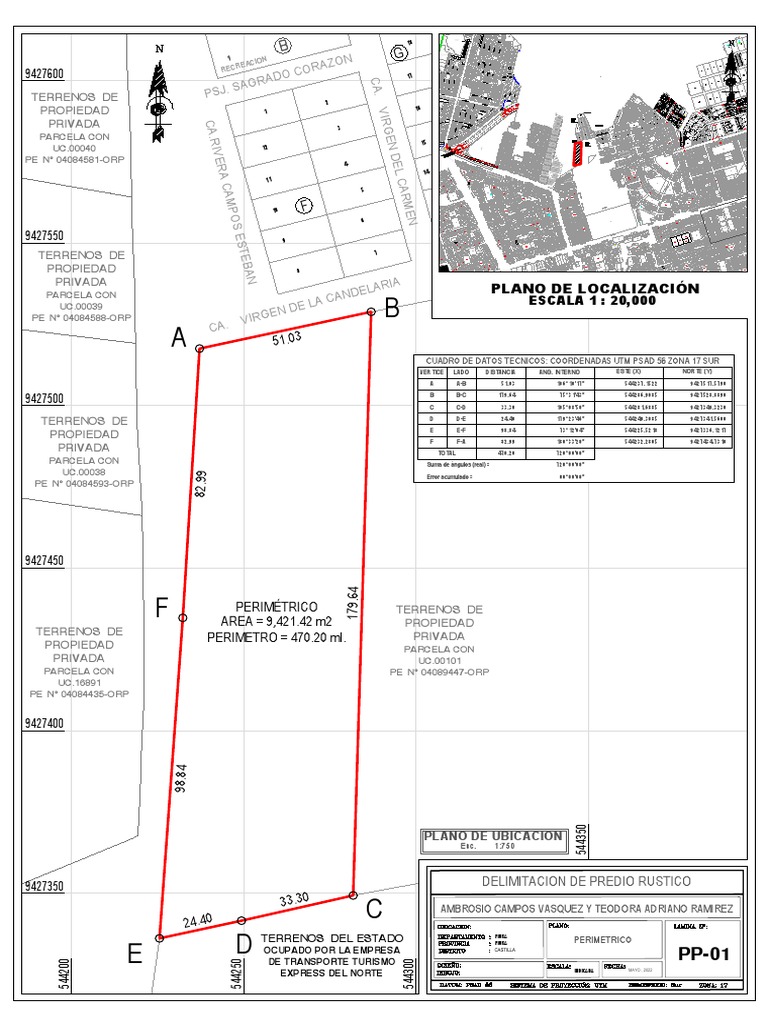 PP-01 Plano Perimetrico de Predio Rustico | PDF