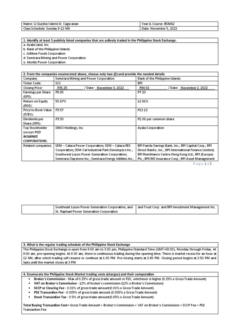 LJ Quisha Valerie Caga Anan Chapter 10 Assignment Template | PDF | Stocks | Corporations