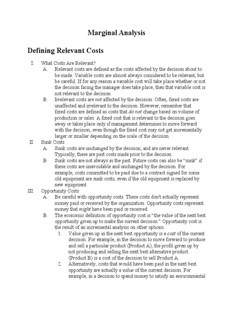 Study Guide For Marginal Analysis | PDF | Opportunity Cost | Labour Economics