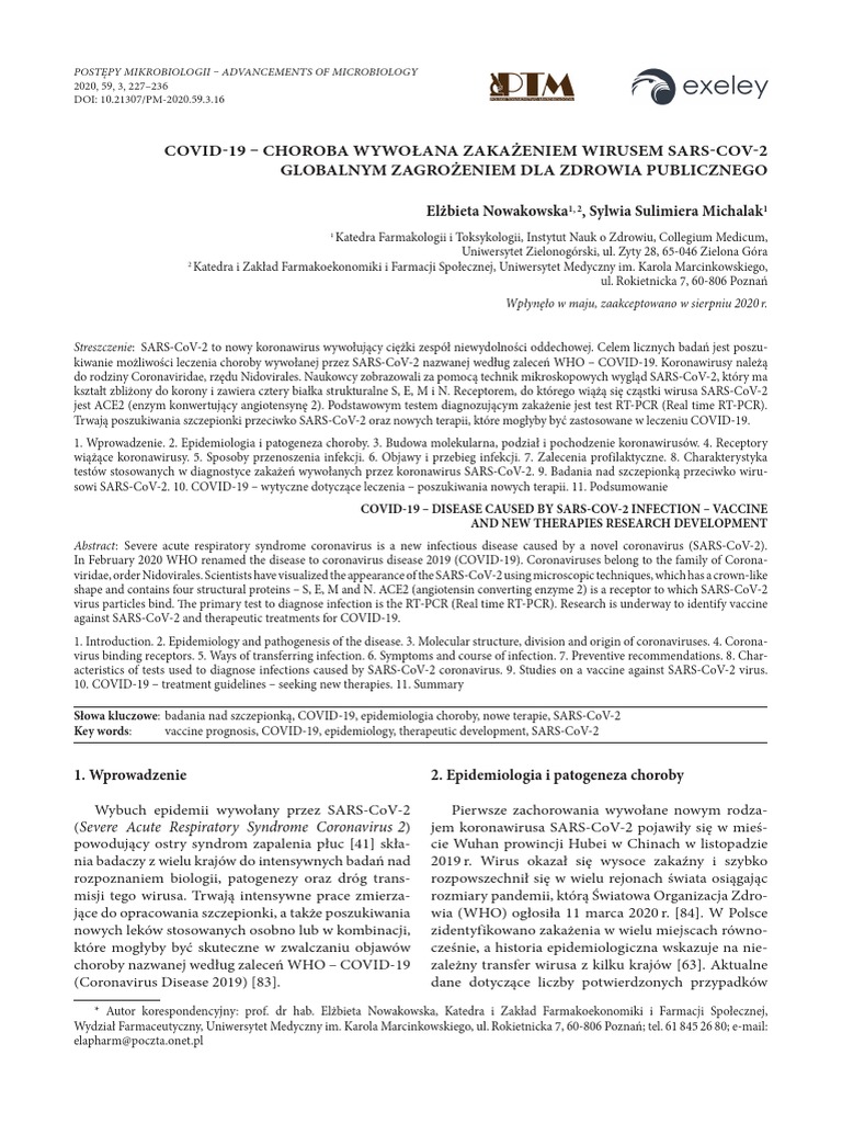 Covid 19 - Choroba Wywolana Zak | PDF