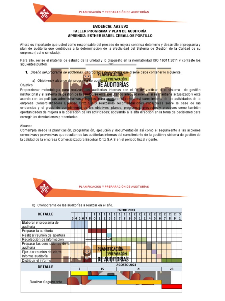 Evidencia AA2 Ev2 Taller Programa y Plan de Auditoria | PDF | Auditoría | Planificación