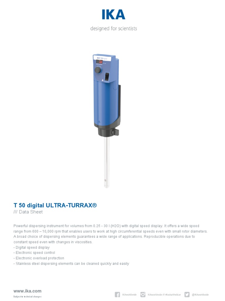 Data Sheet T 50 Digital ULTRA-TURRAX | PDF