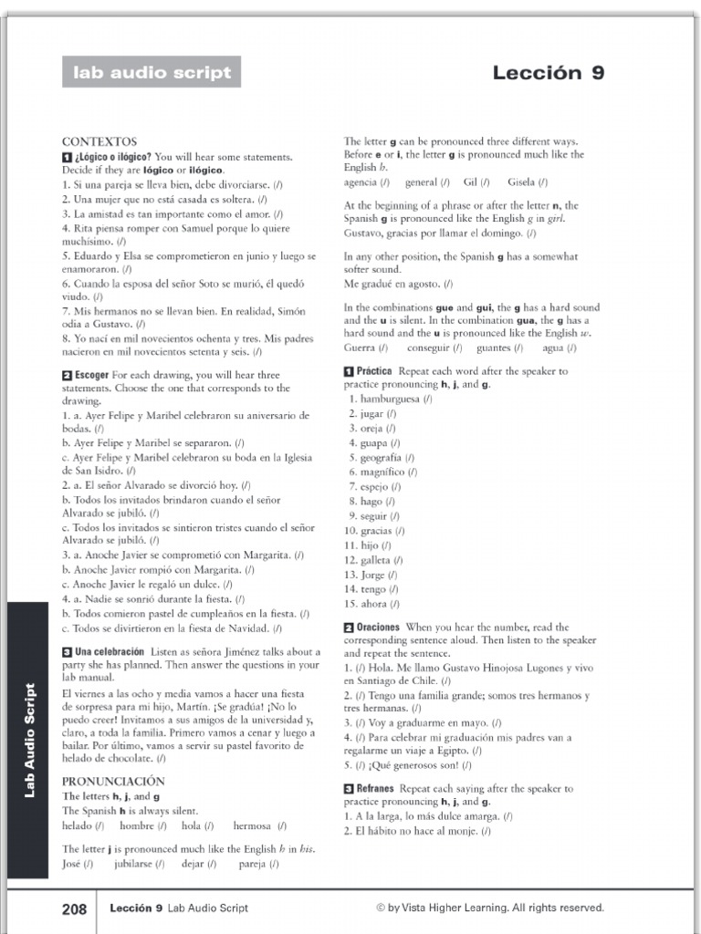 Lab Audio Script Lección 9 - PDF | PDF