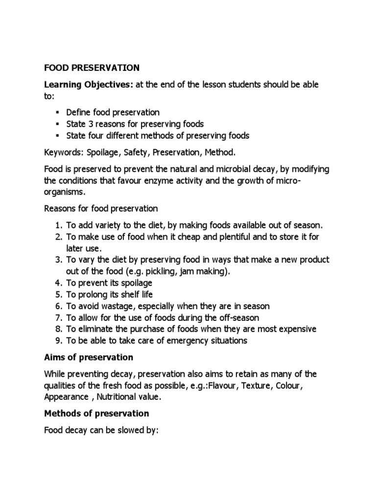 Food Preservation | PDF | Food Preservation | Vegetables