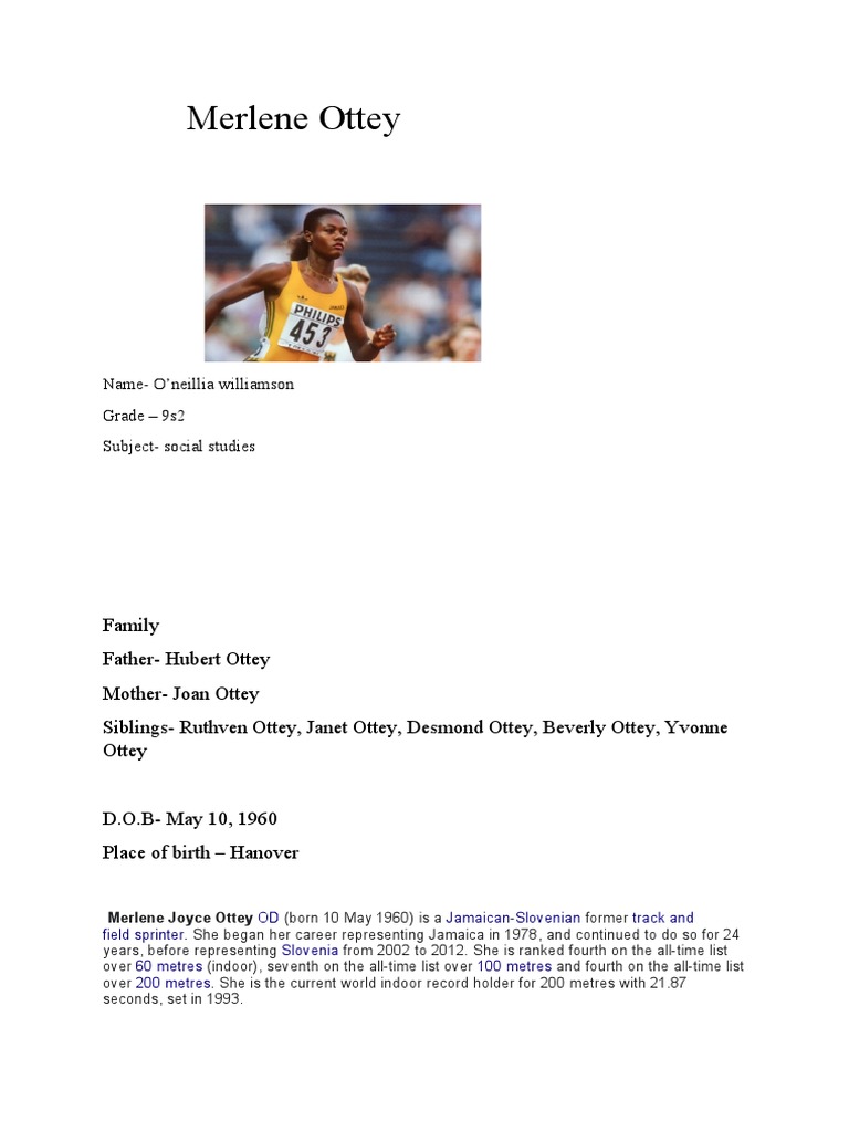 Merlene Ottey | PDF | Olympic Games | Athletics