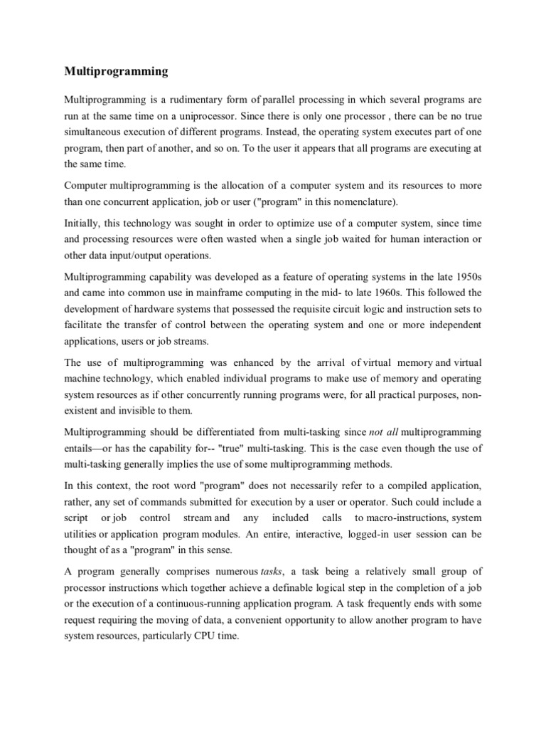 Multi Programming Pdf Thread Computing Process Computing