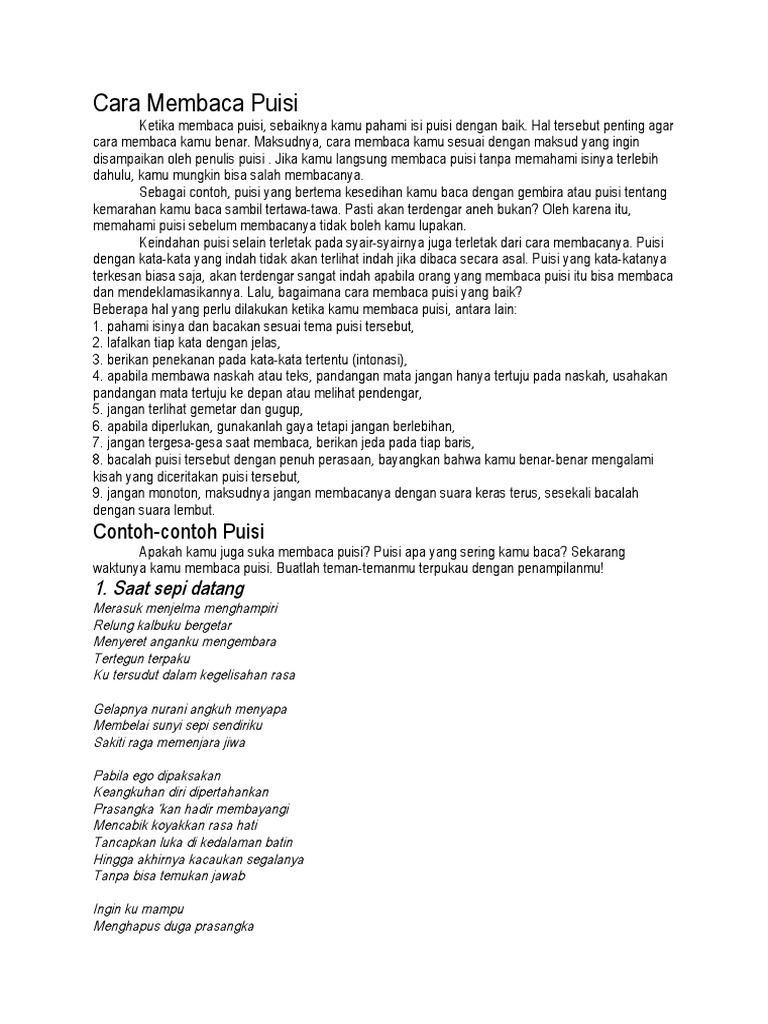 Membaca Puisi dengan Tepat | PDF
