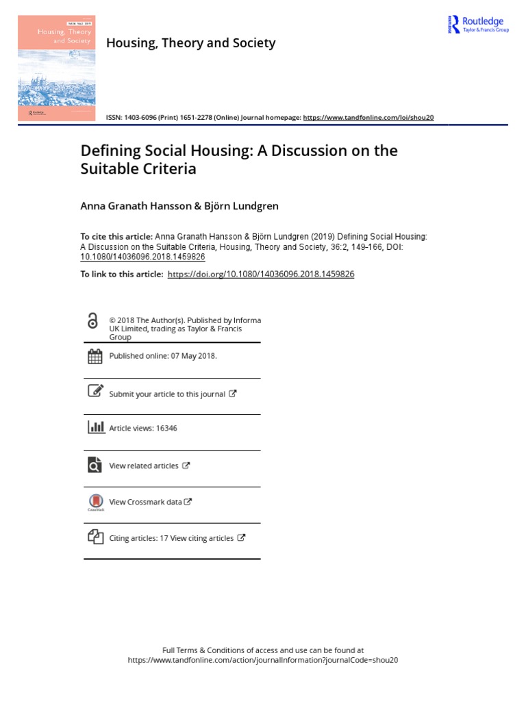 Defining Social Housing A Discussion On The Suitable Criteria | PDF ...