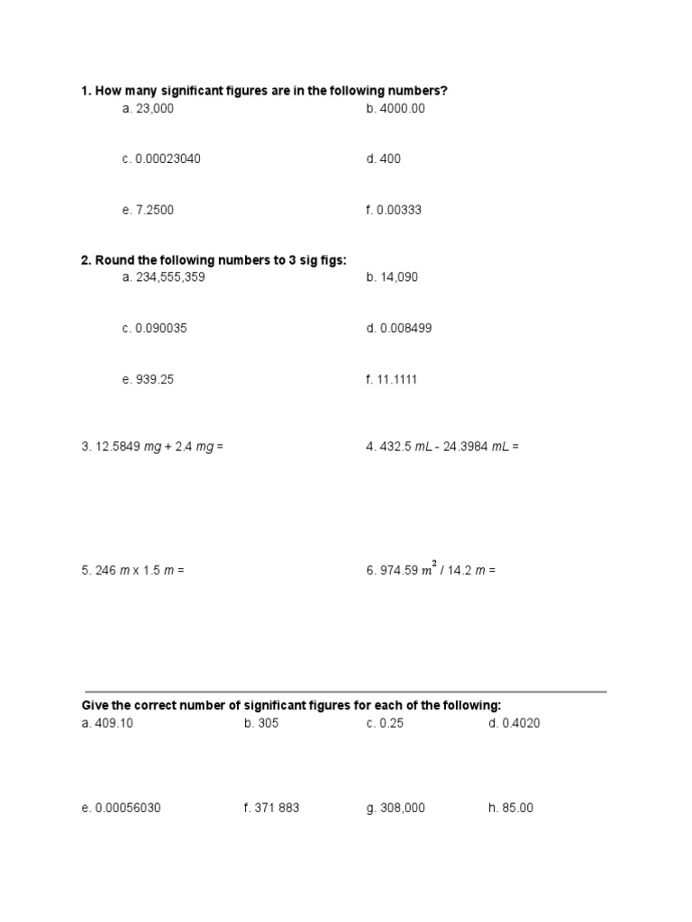 Sig Fig Practice | PDF