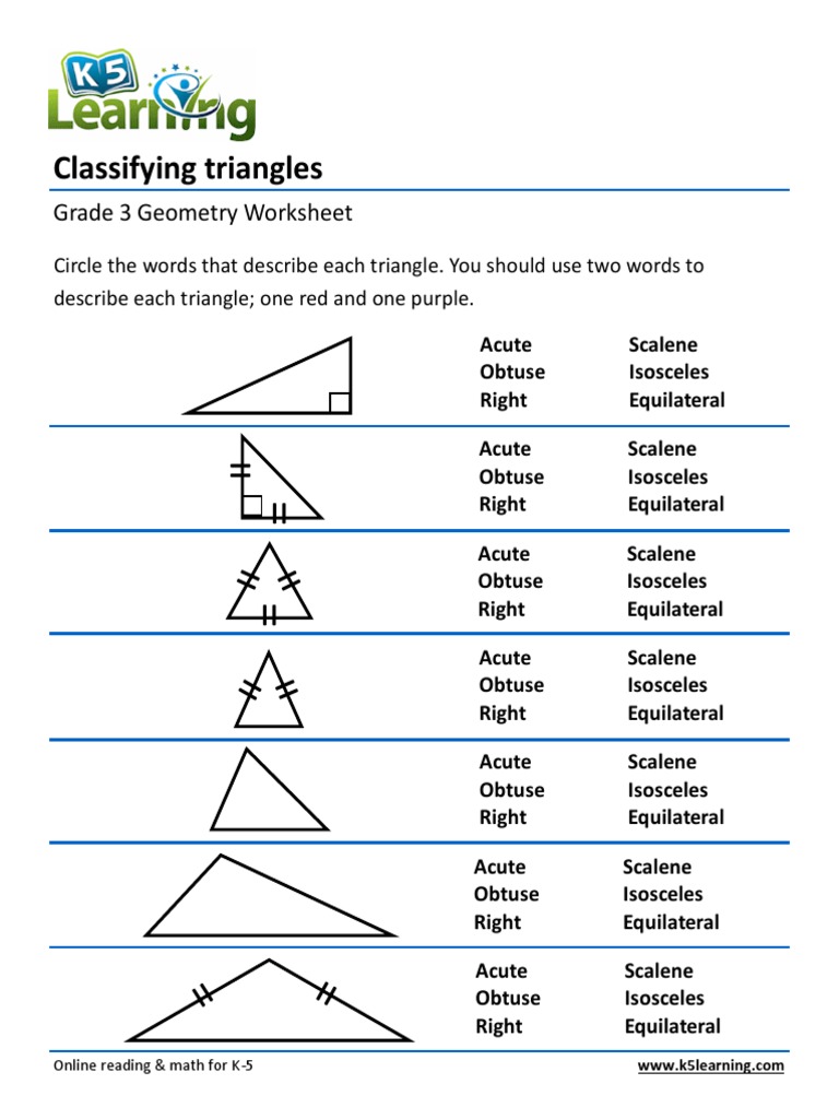 Grade 3 Geometry Classify Triangles | PDF | Triangle | Polytopes