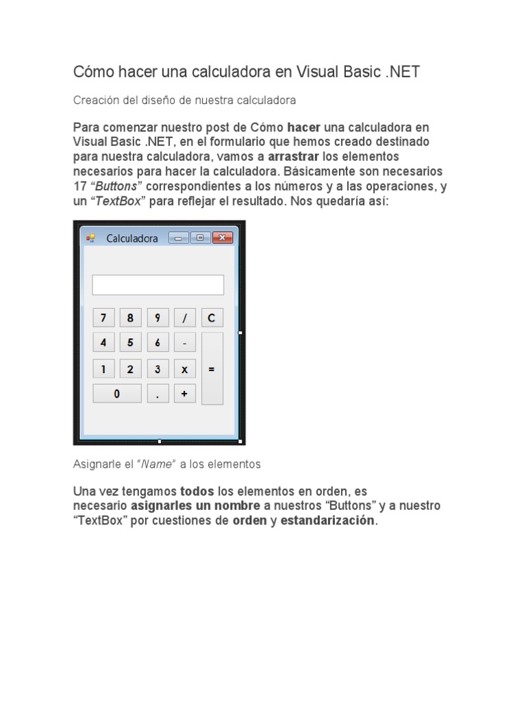 Cómo Hacer Una Calculadora en Visual Basic | PDF | Básico | Ciencias de la Computación