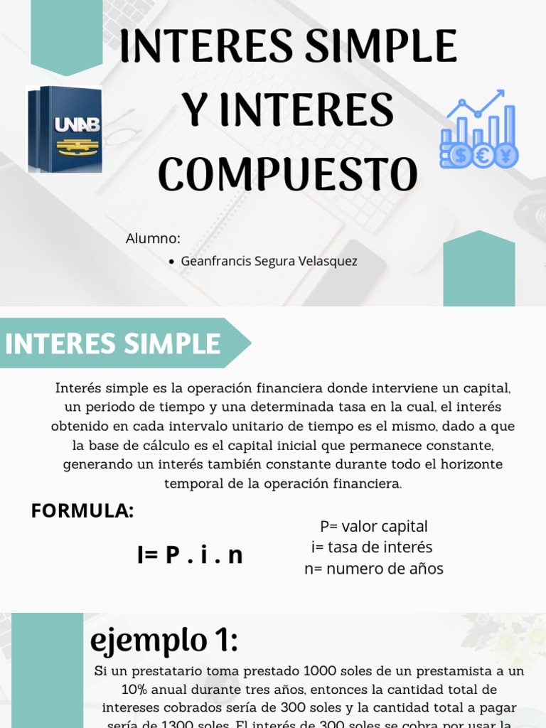 Interés Simple y Compuesto: Ejemplos y Fórmulas | PDF | Interés ...