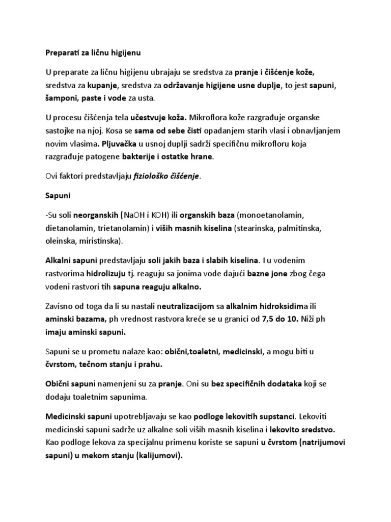 Preparati Za Ličnu Higijenu | PDF