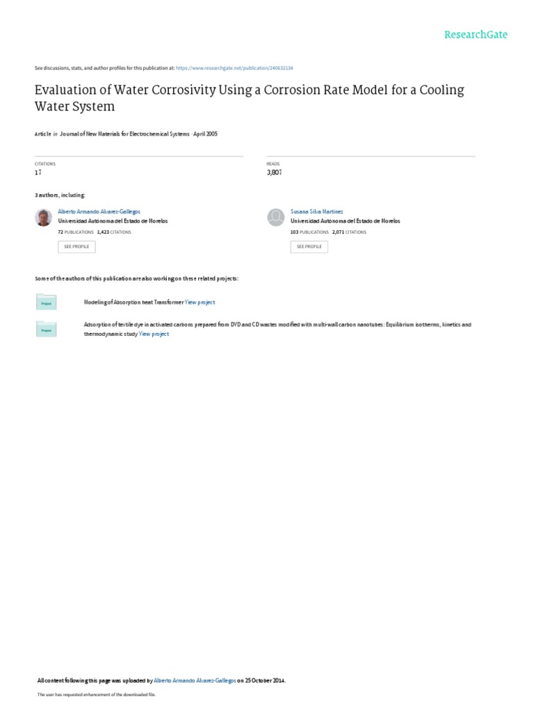 Evaluation of Water Corrosivity Using A Corrosion | PDF | Corrosion ...