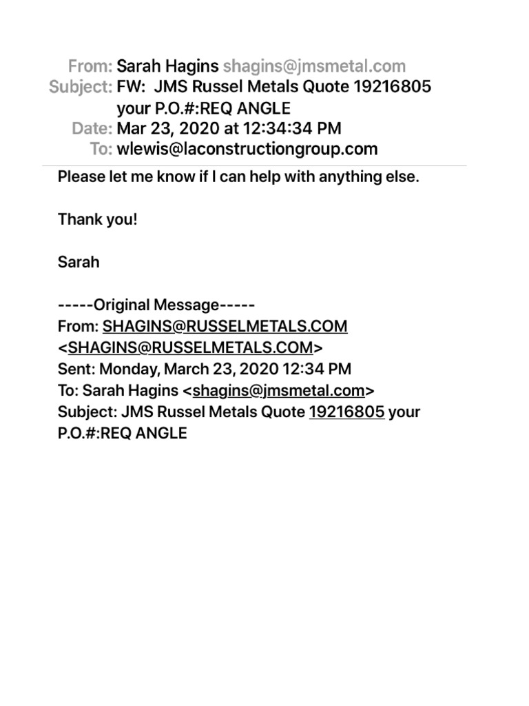 A brief yet insightful email exchange offering assistance and thanking ...