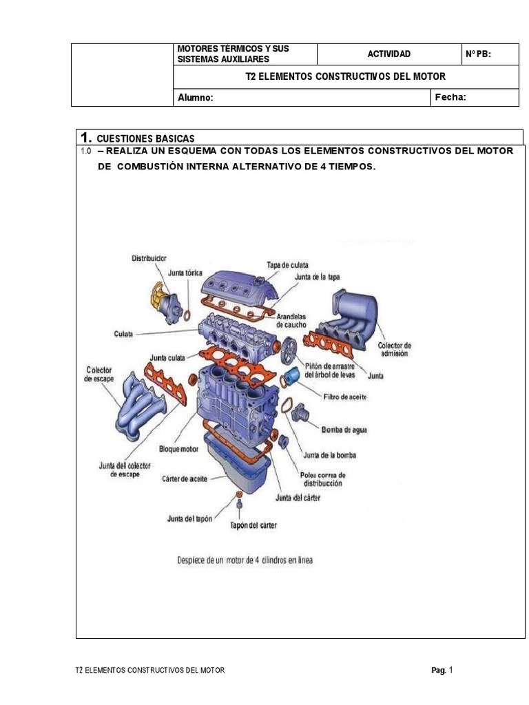 T 2 Elementos Constructivos Del Motor | PDF | Motor de combustión ...