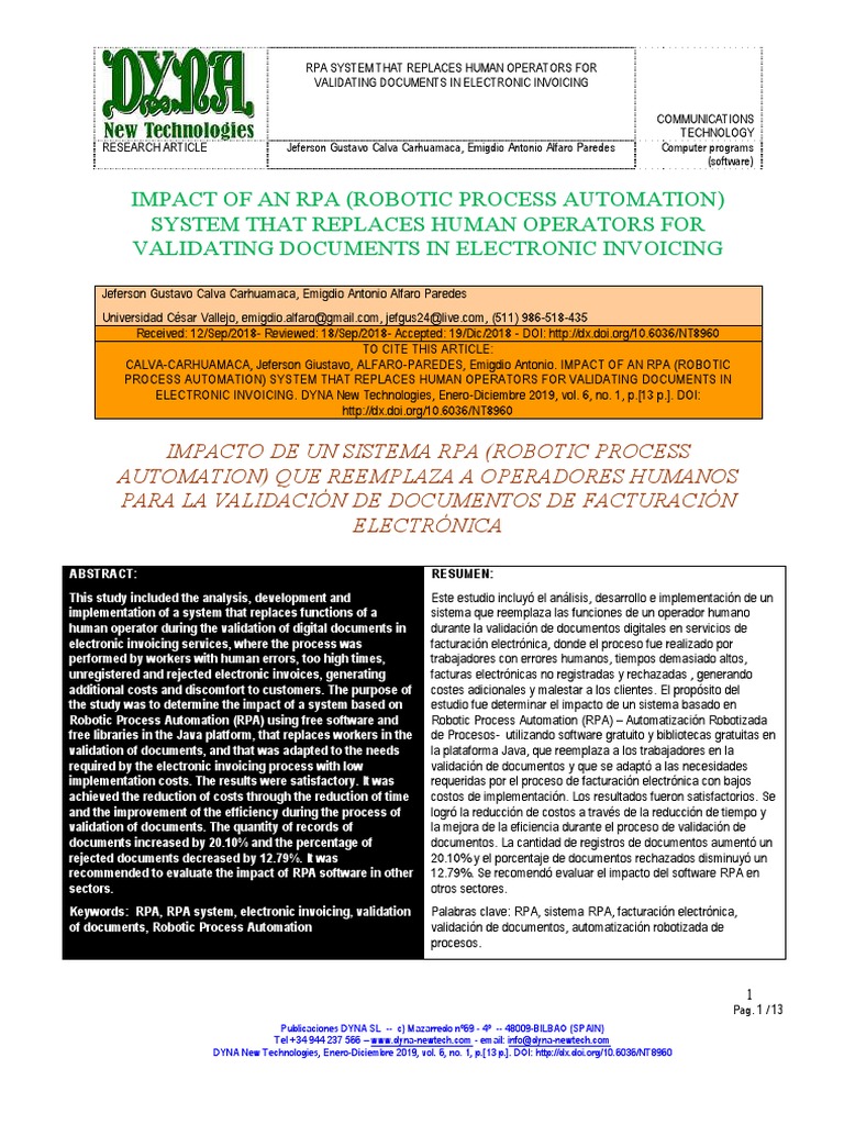 Impact of An Rpa (Robotic Process Automation) System That Replaces Human Operators For ...