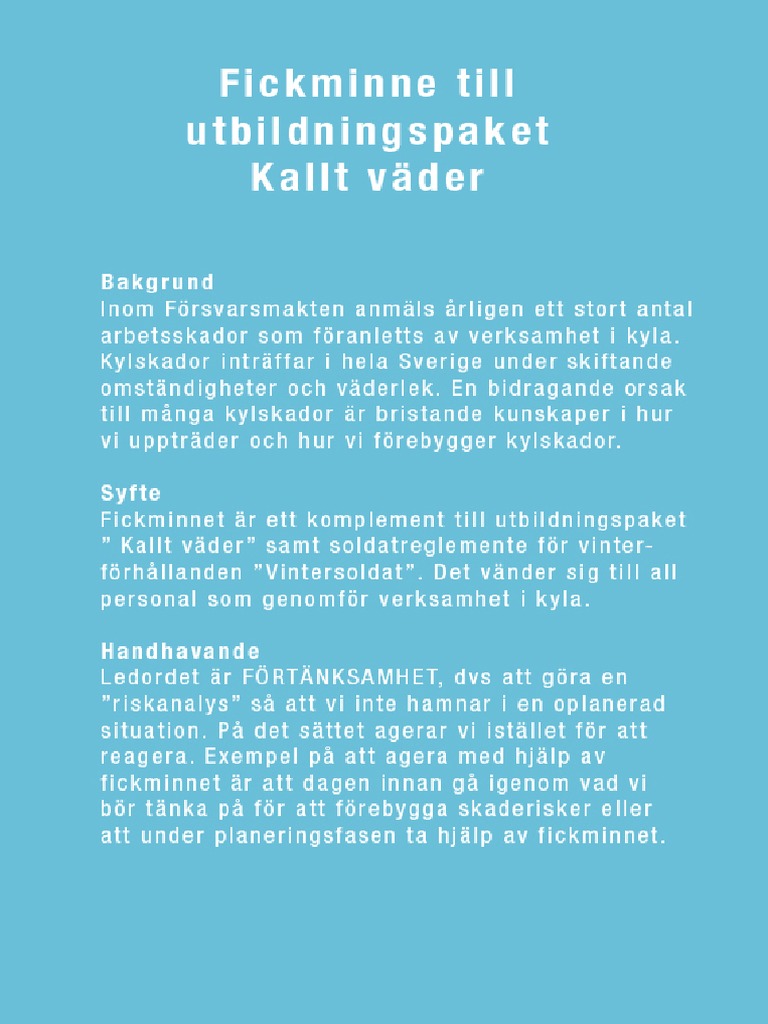 UtbR Kallt Väder Häfte | PDF