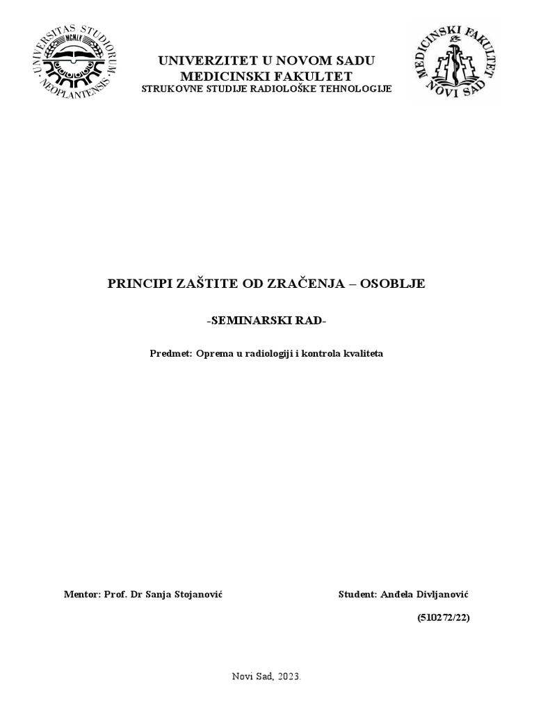 Principi Zaštite Od Zračenja - Osoblje | PDF
