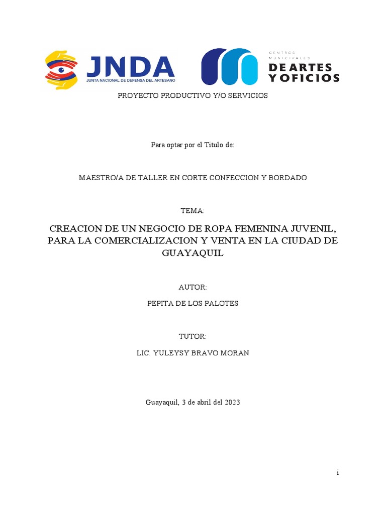 Proyecto de Ropa Femenina Juvenil | PDF | Moda | Seguro