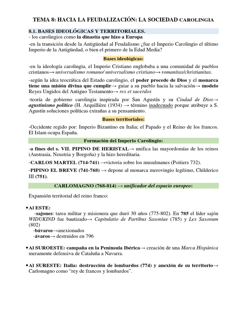 Esquemas Tema 8 | PDF | Carlomagno | Edades medias