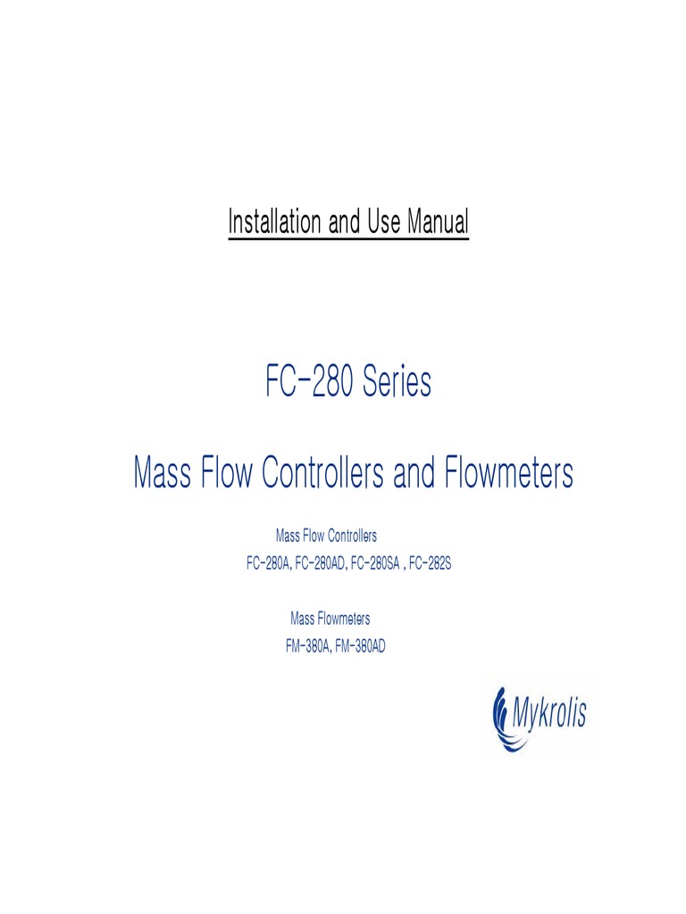 FC 280 Manual | PDF | Calibration | Flow Measurement