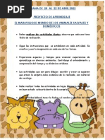 Proyecto Explorando El Mundo Animal | PDF | Aprendizaje | Vertebrados