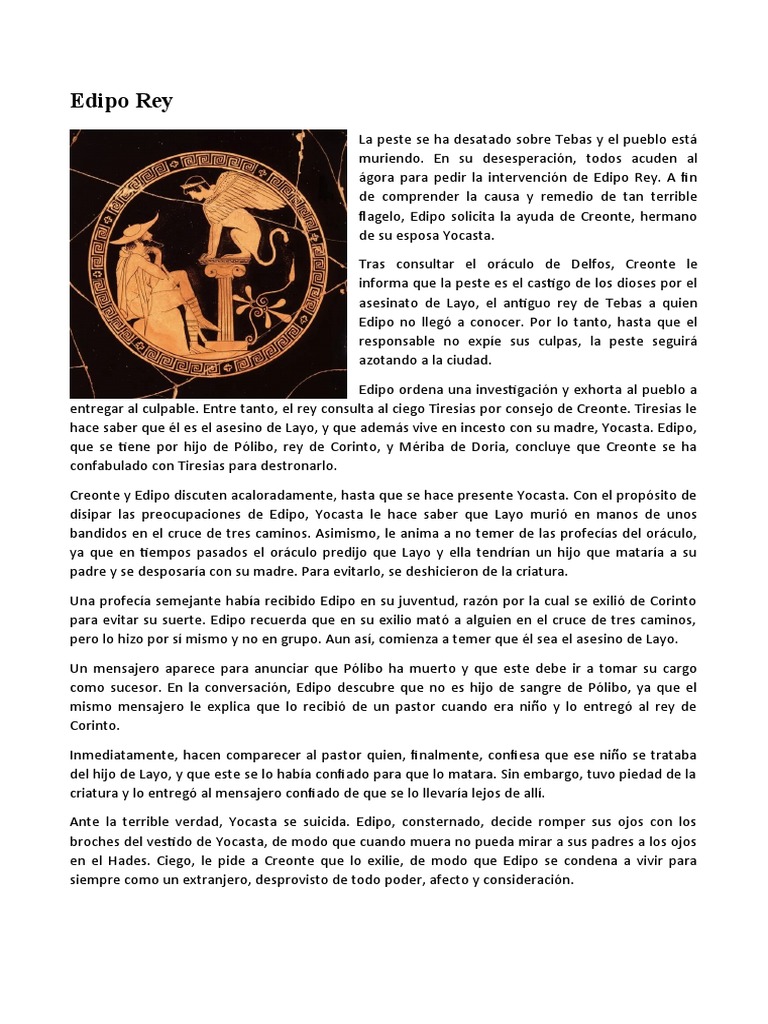 Edipo Rey: Tragedia y Teología en Tebas | PDF | Edipo | Agustín De ...