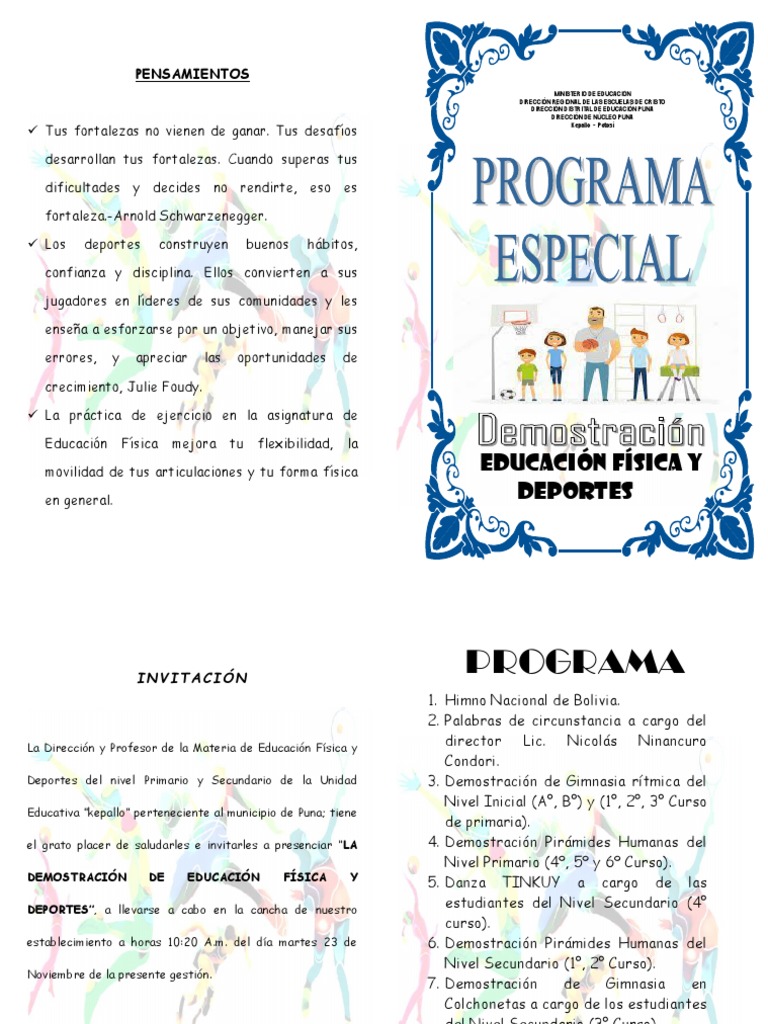 Programa - Demostracion de Educacion Fisica | PDF