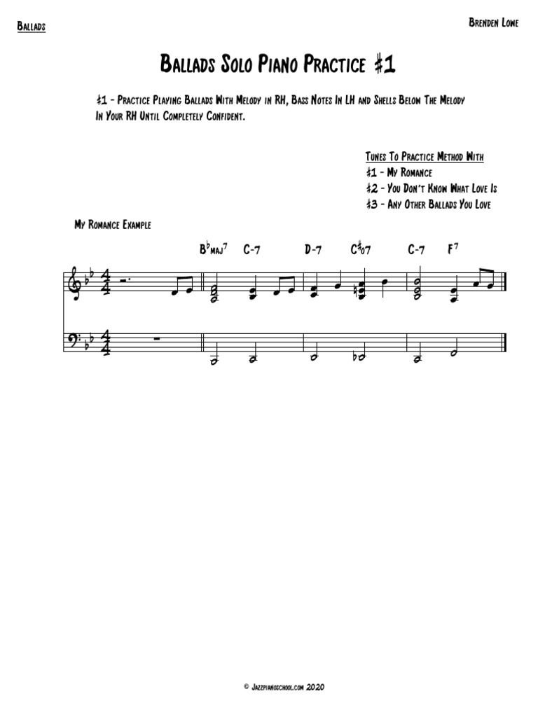 Piano Ballad+Practice | PDF | Musical Compositions | Musical Instruments
