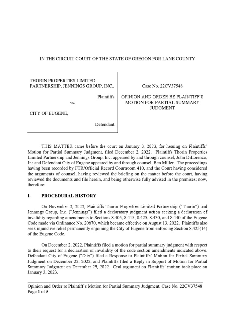 Opinion and Order | PDF | Summary Judgment | Judgment (Law)