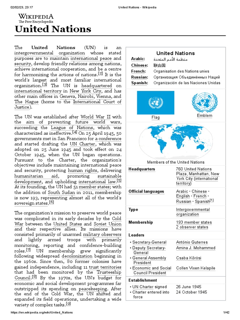 United Nations: Mission and Membership | PDF | United Nations ...
