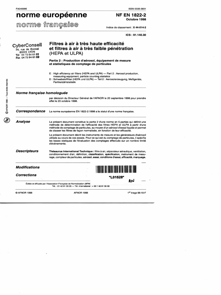 Norme NF EN 1822-2 | PDF