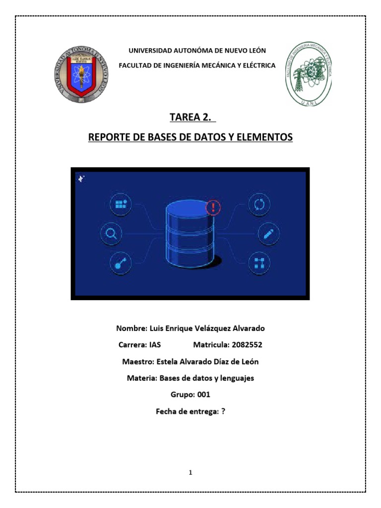 T2 Reporte Bases de Datos y Los Elementos | PDF | Bases de datos | Base ...