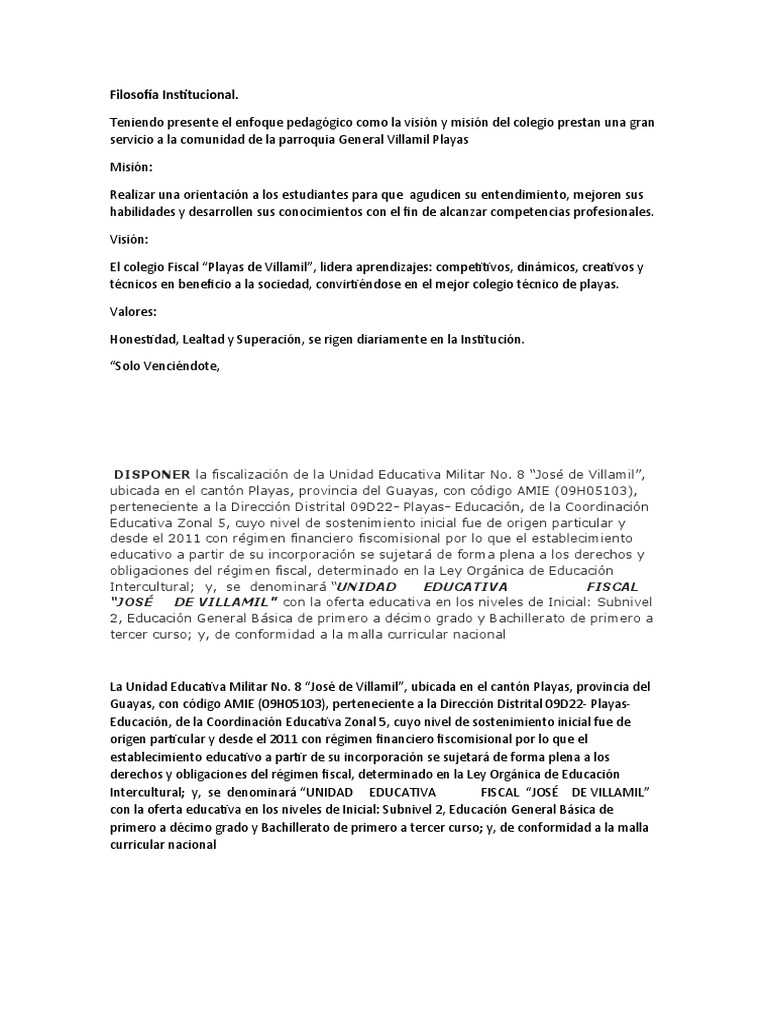 Filosofía Institucional | PDF