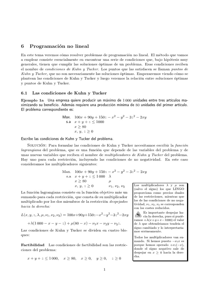 Programacion No Lineal | PDF | Programacion no lineal | Determinante