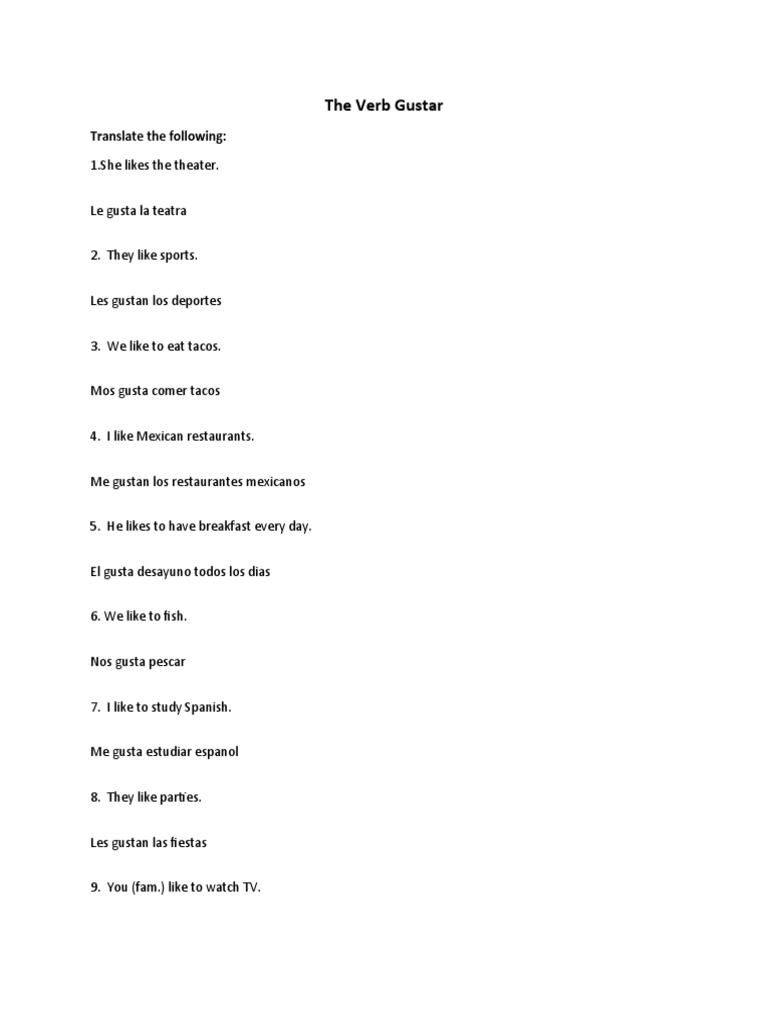 Errores Comunes con el Verbo Gustar | PDF | Artes del Lenguaje y ...