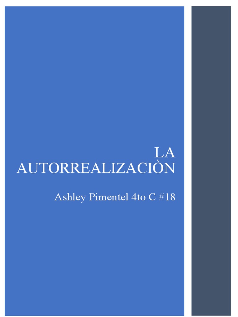 La Autorrealización | PDF | Significado de la vida | Felicidad