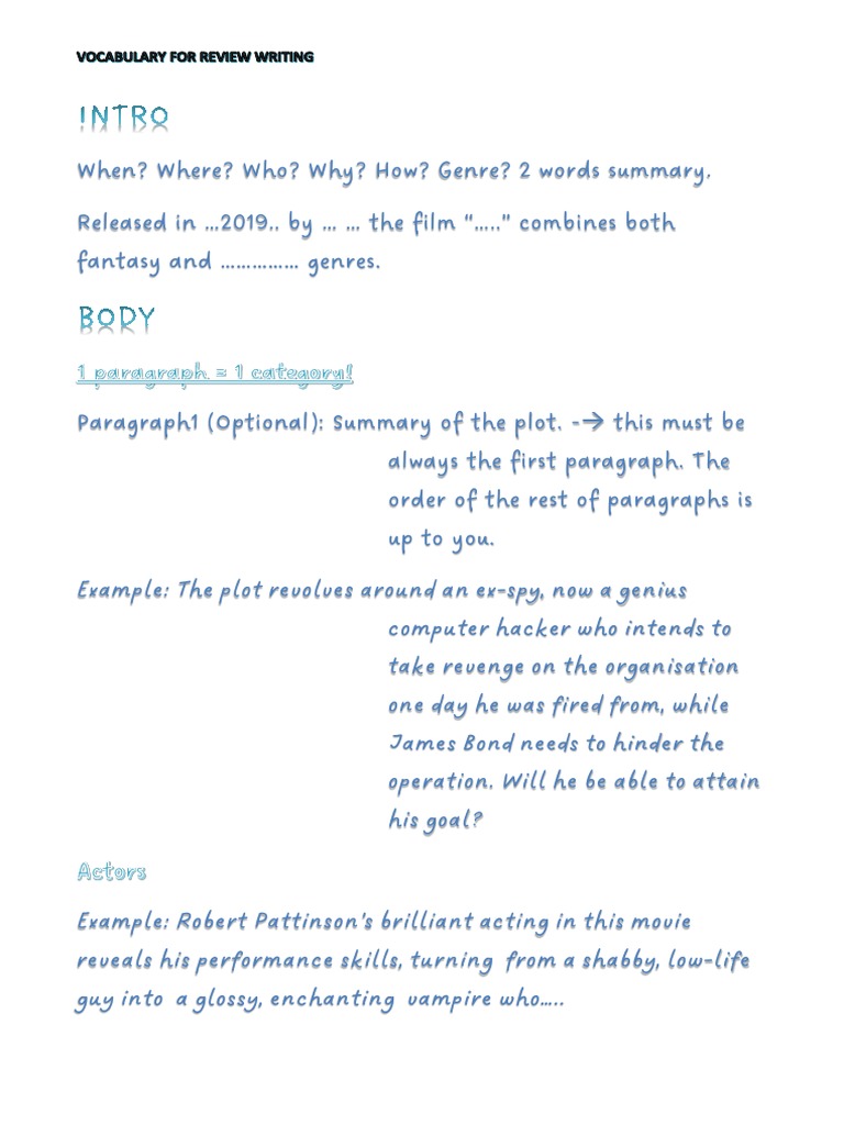 Films and Book Review (Structure and Vocabulary) | PDF